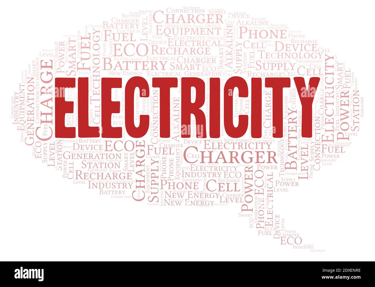Electricity typography word cloud create with text only Stock Photo - Alamy