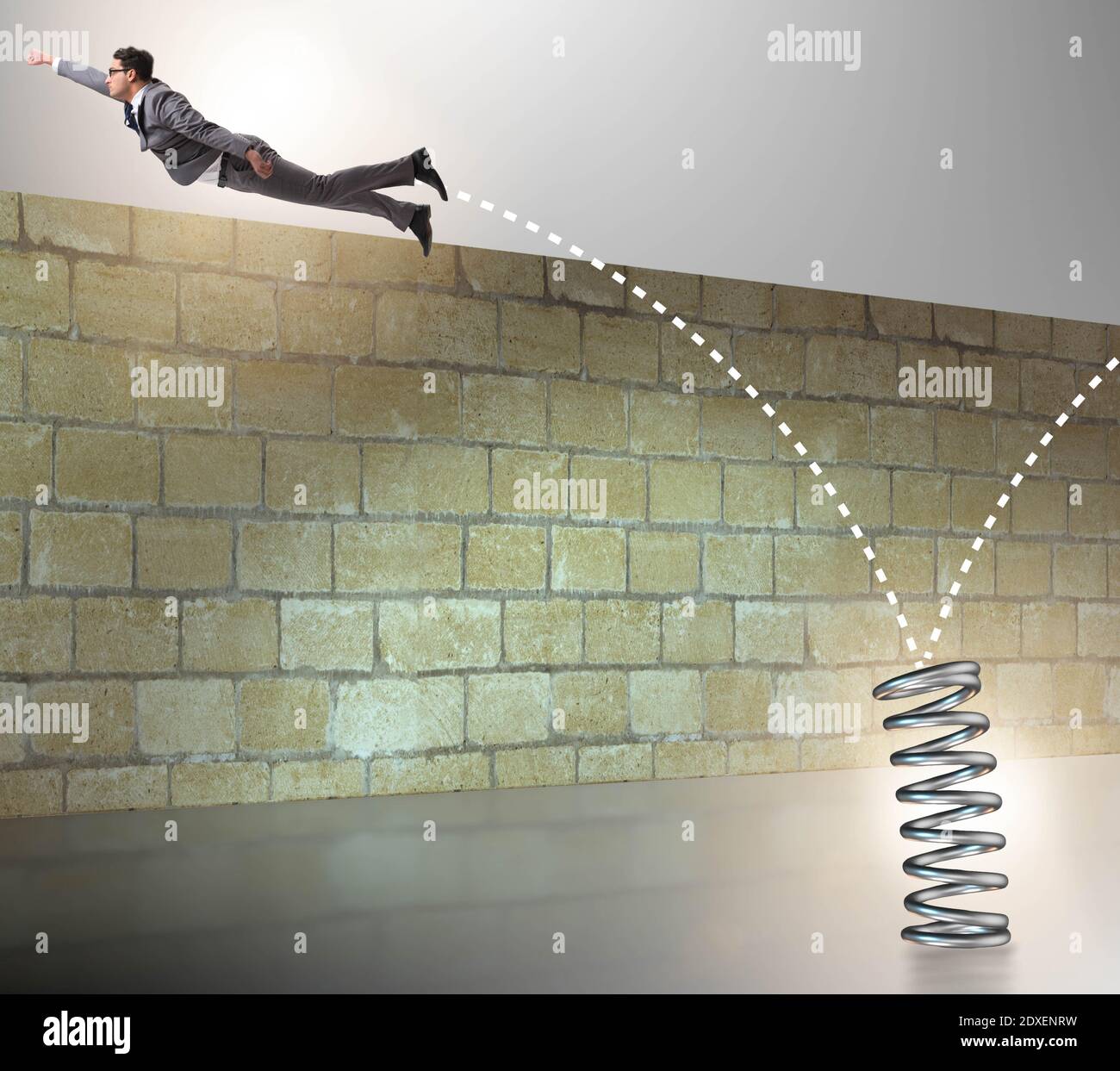 Man jumping over stone wall hi-res stock photography and images - Alamy