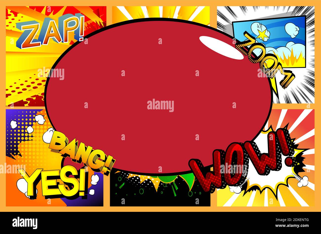 Vector illustrated retro comic pop art background with place for text ...