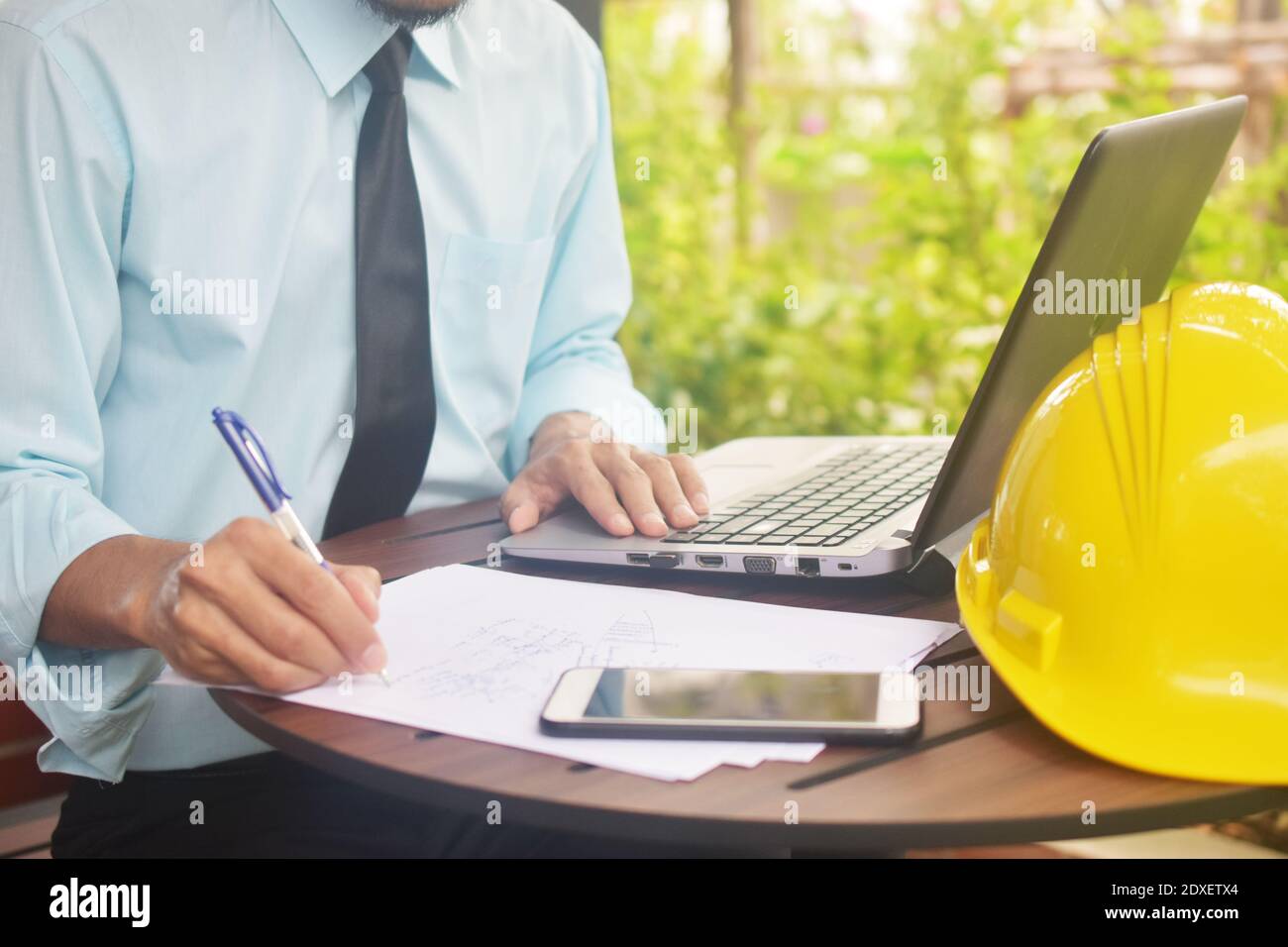 Construction engineers are working to design the building structure ...