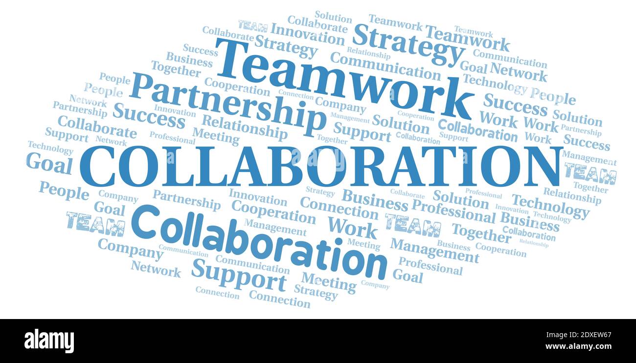Collaboration typography word cloud create with text only Stock Photo ...