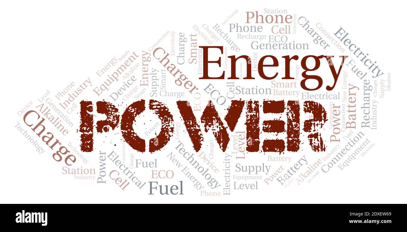 Power typography word cloud create with text only Stock Photo - Alamy