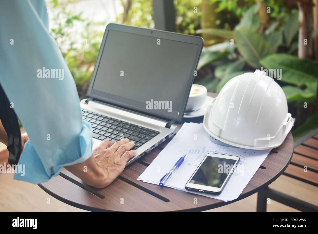 Construction engineers are working to design the building structure ...