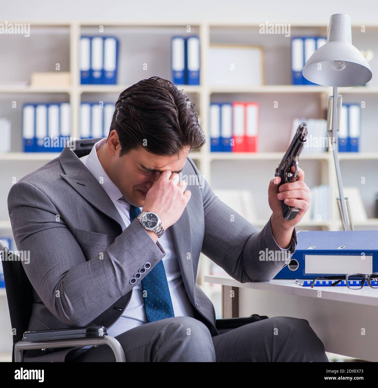 Disabled businessman on wheelchair in disability concept Stock Photo ...