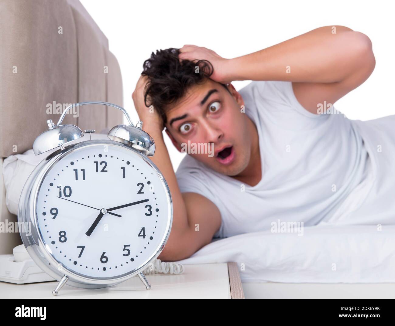 The man in bed suffering from insomnia Stock Photo - Alamy