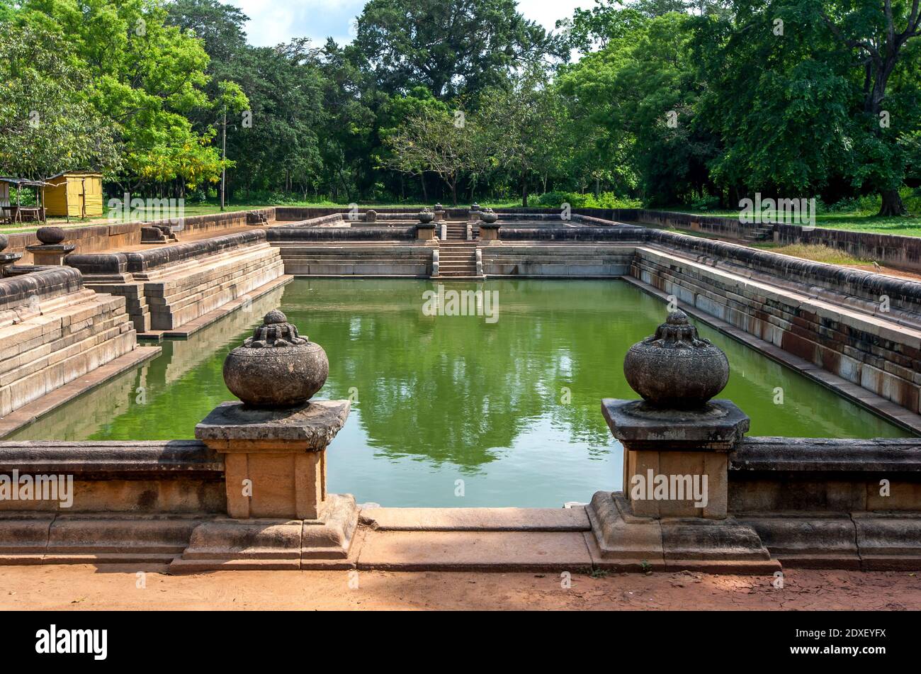 The Kuttam Pokuna or Twin Ponds at the ancient site of Anuradhapura in Sri Lanka. They were ...