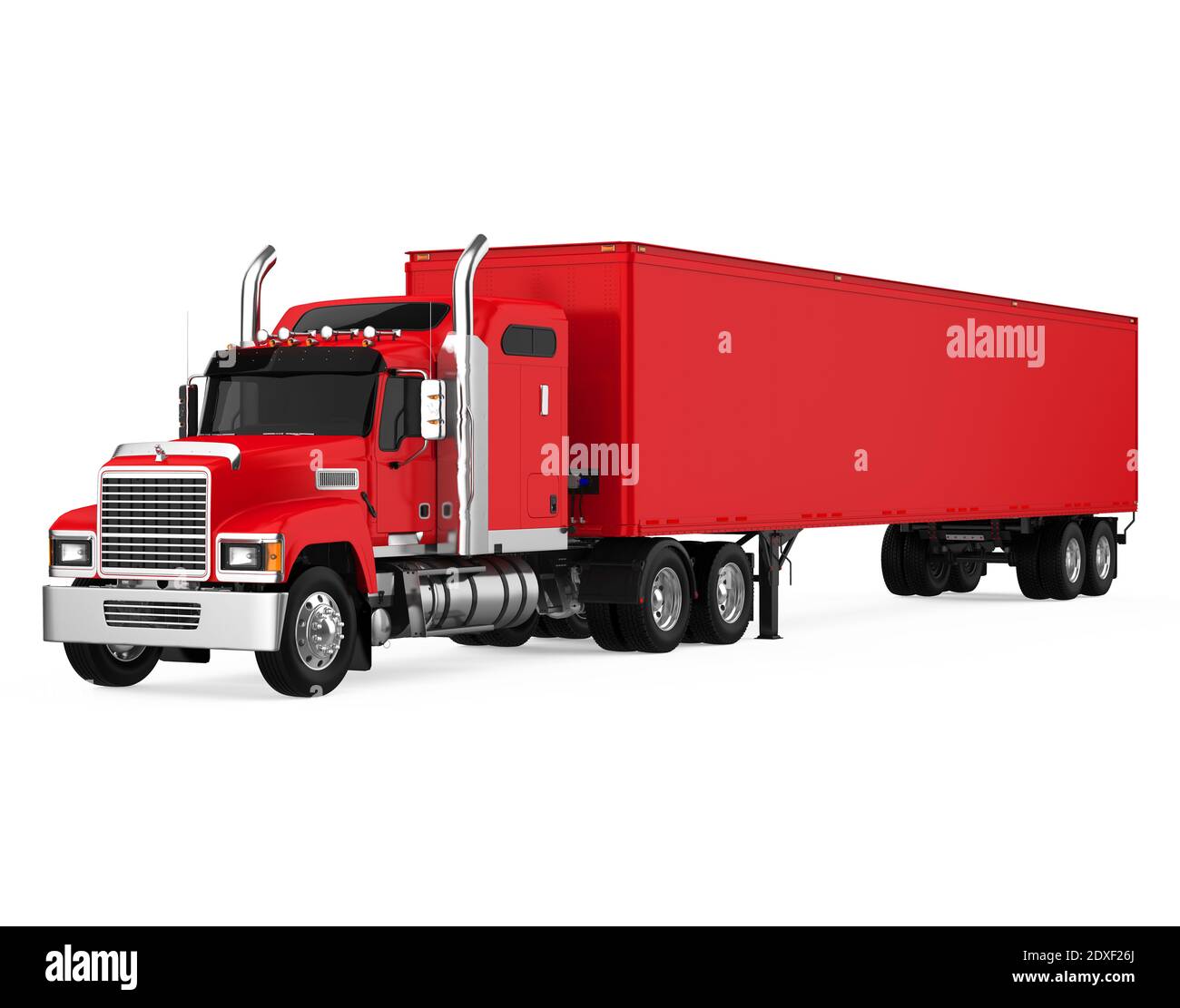 Red Trailer Truck Isolated Stock Photo - Alamy