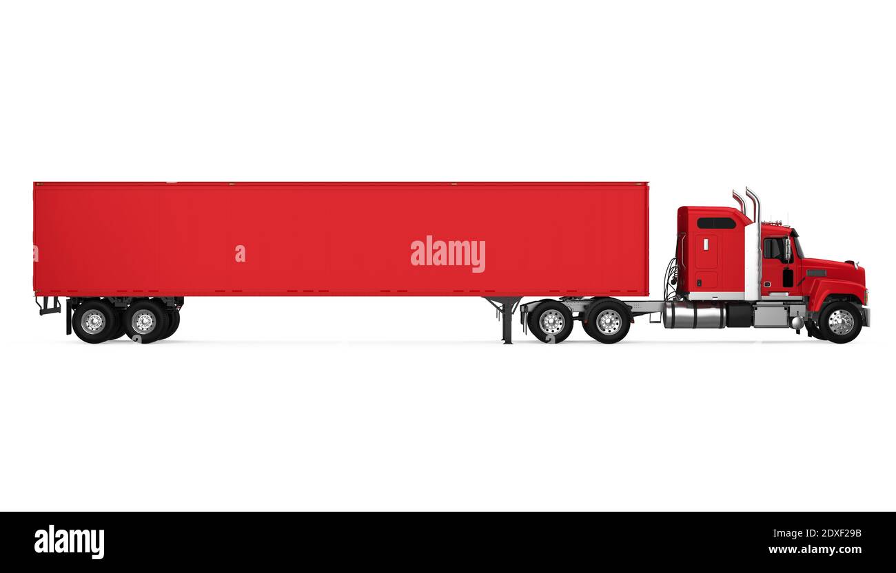 Red Trailer Truck Isolated Stock Photo - Alamy