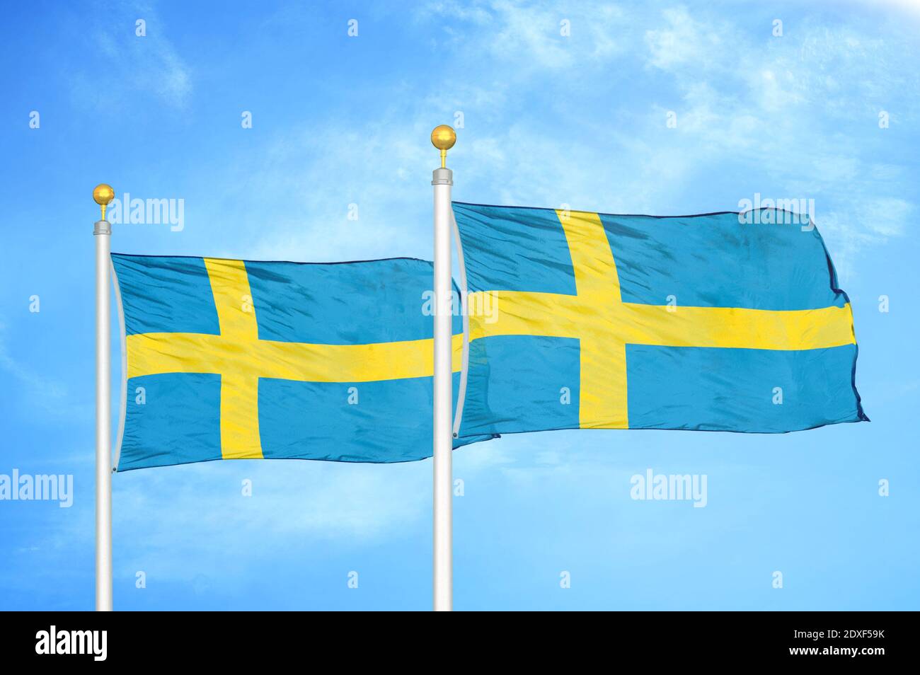 Sweden two flags textile hi-res stock photography and images - Alamy