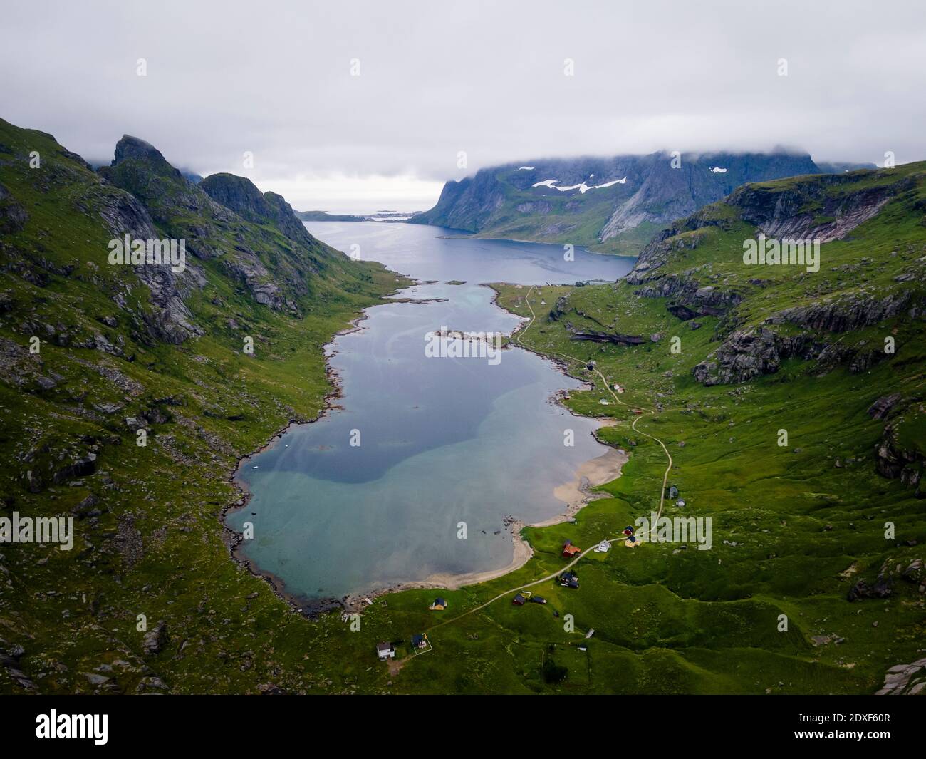 Scenic view of mountain at Helvetestinden, Lofoten, Norway Stock Photo ...