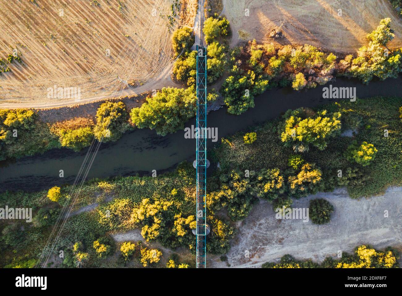 Bridge crossing river in landscape, aerial view Stock Photo - Alamy