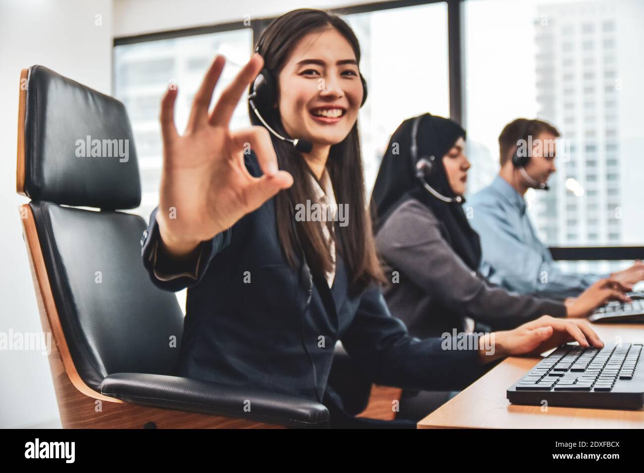 Call center business team working in office computer professional Stock ...