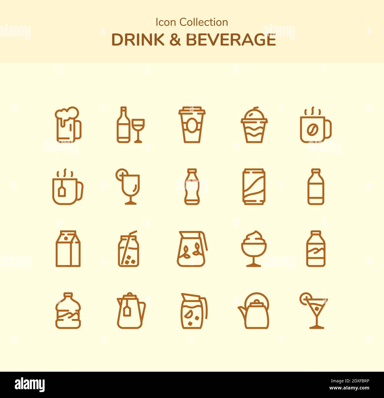 drink and beverage icon set collection package beer soda alkohol ...