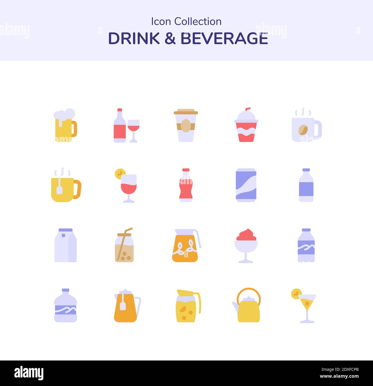 drink and beverage icon set collection package beer soda alkohol ...