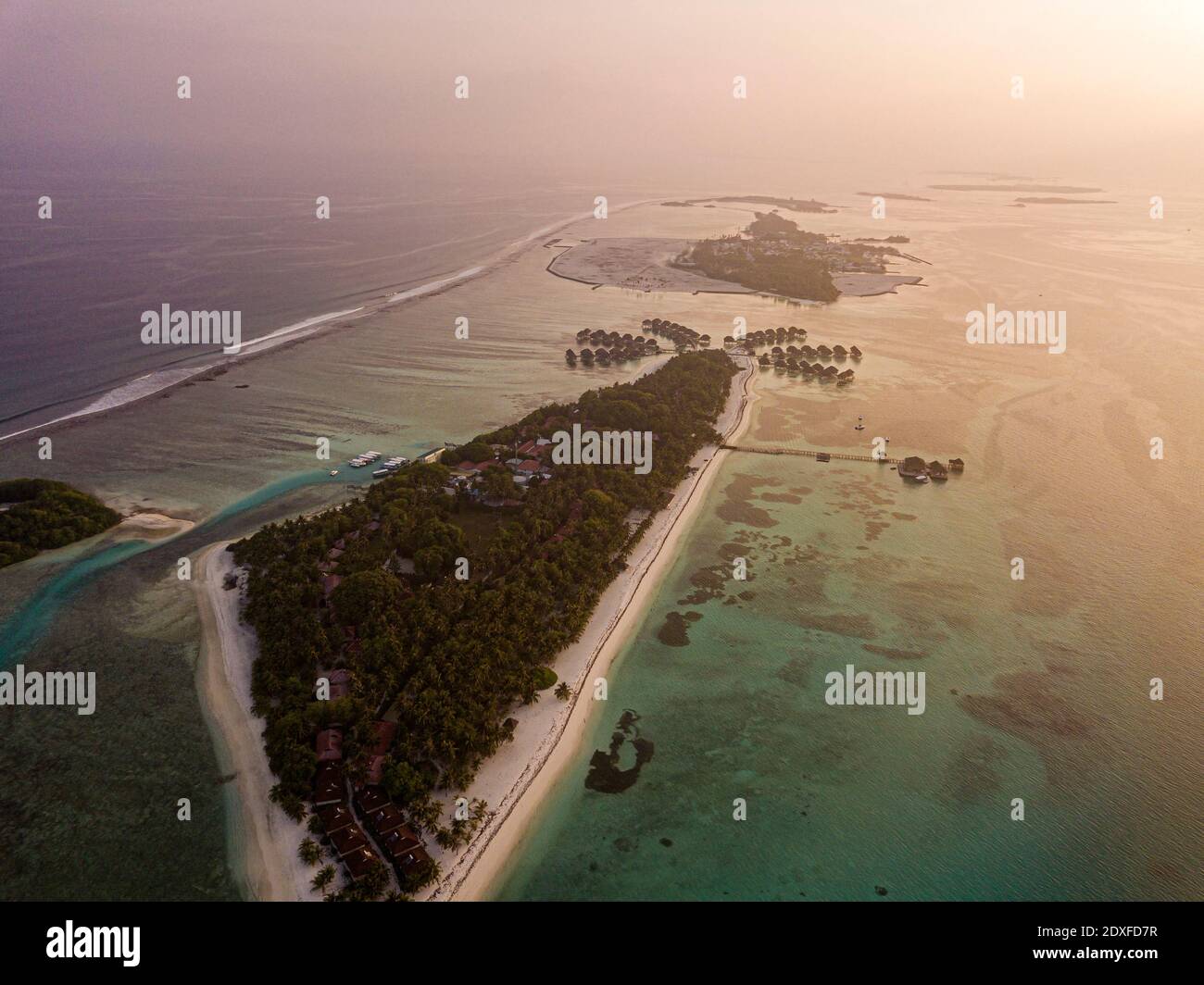 Aerial view of Huraa island at sunset , Maldives Stock Photo - Alamy