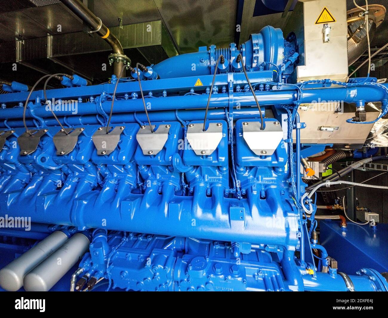 Engine of CHP unit. Diesel and gas industrial electric generator ...