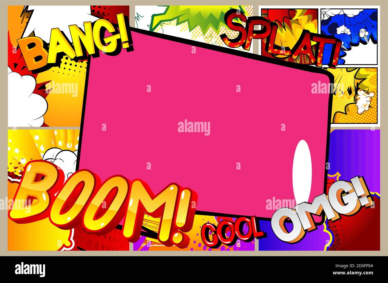 Vector illustrated retro comic pop art background with place for text ...