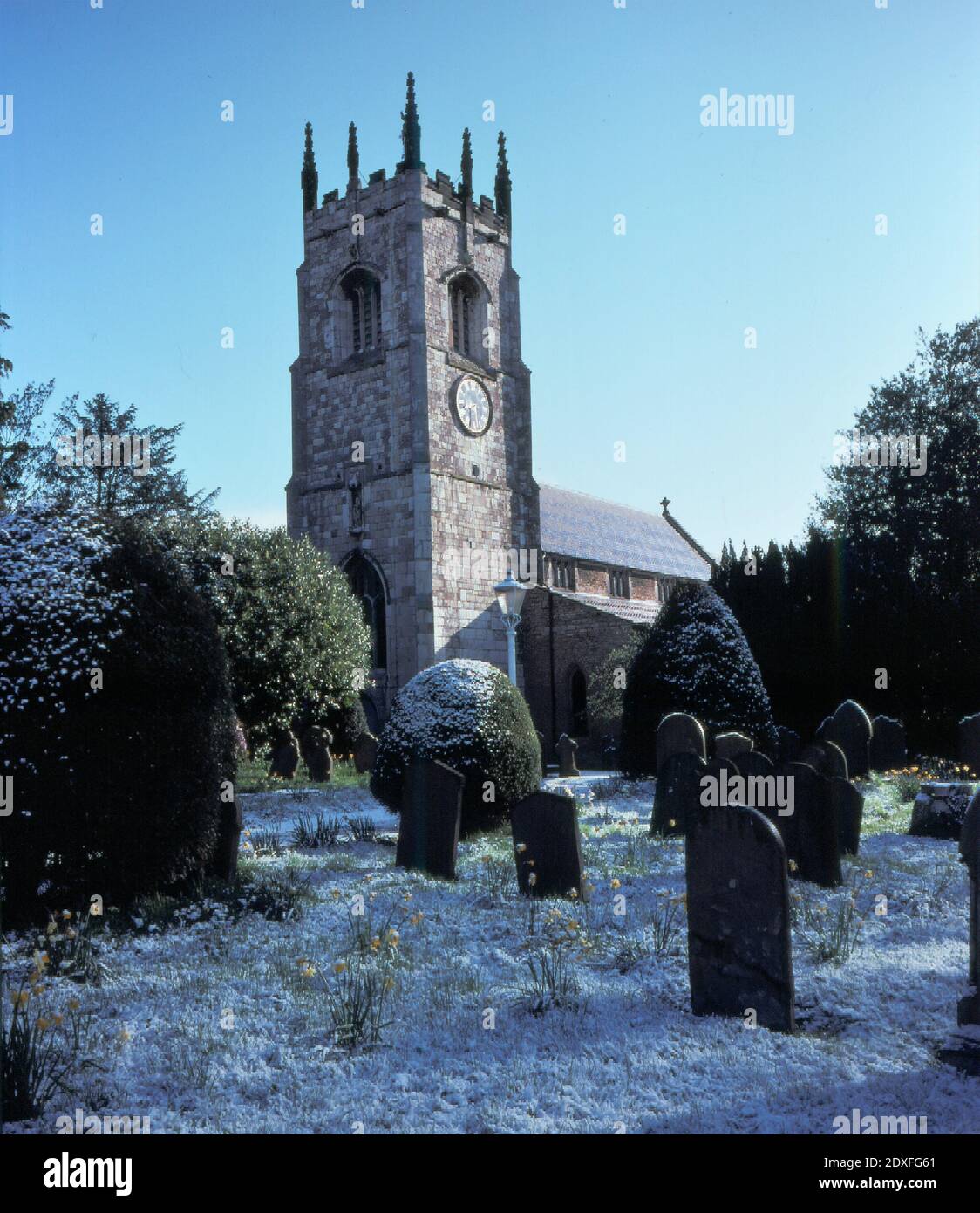 Winter scene at Kirk Ella St. Andrews Church, Kingston upon Hull, East ...