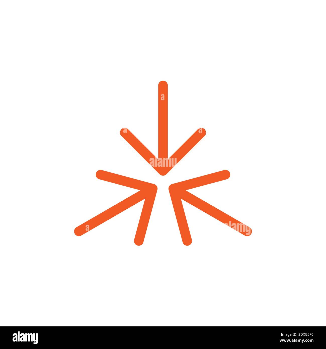 Three red thin arrows point to the center. Triple Collide Arrows icon ...