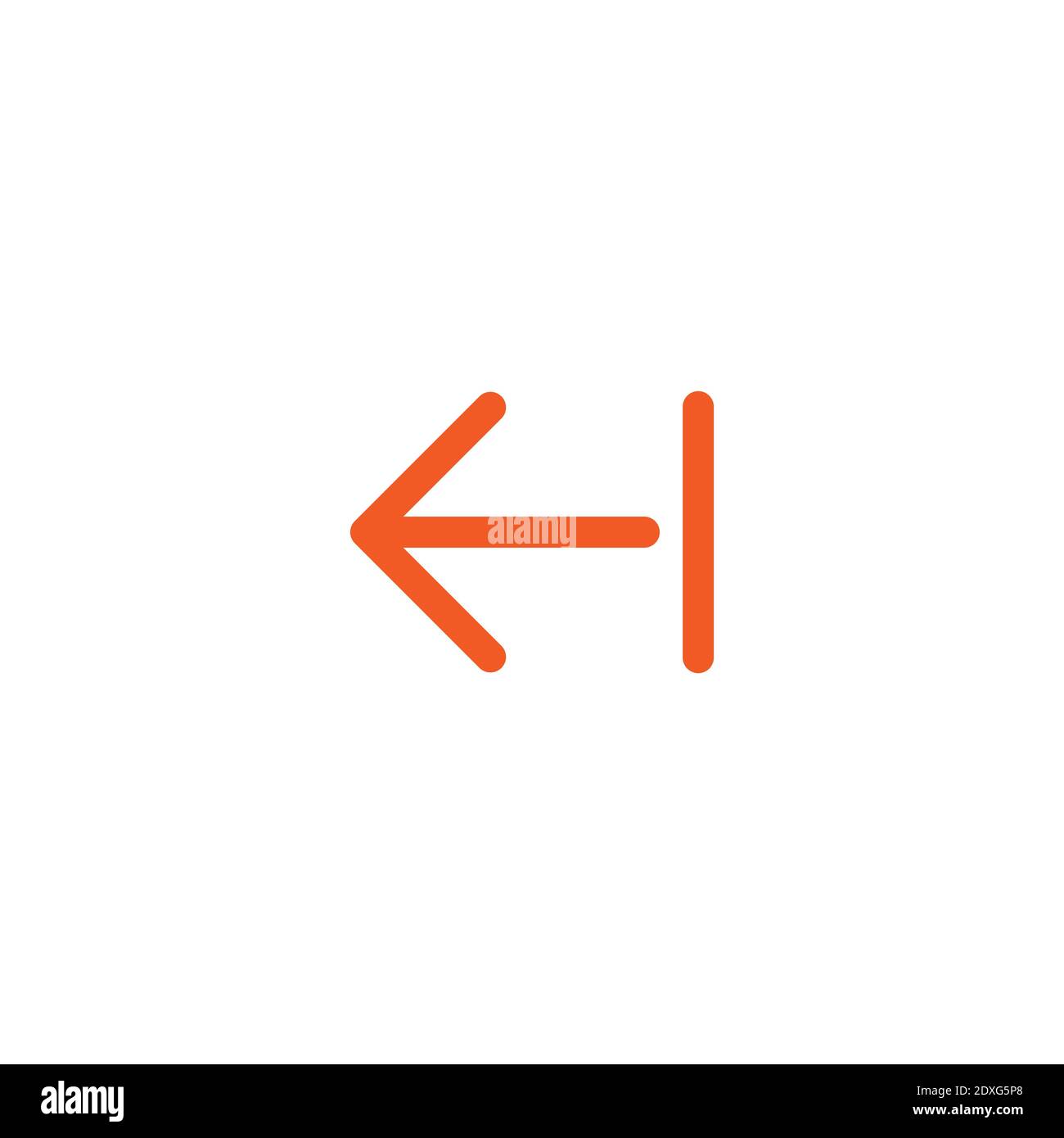 red thin left arrow icon. Isolated on white. Continue icon. Back sign ...