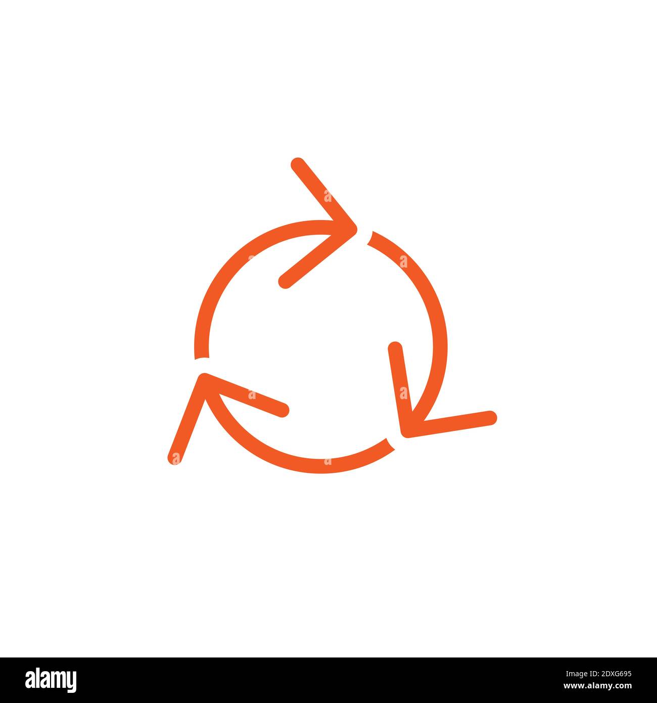 refresh or repeat icon . Three red thin round arrows isolated on white ...