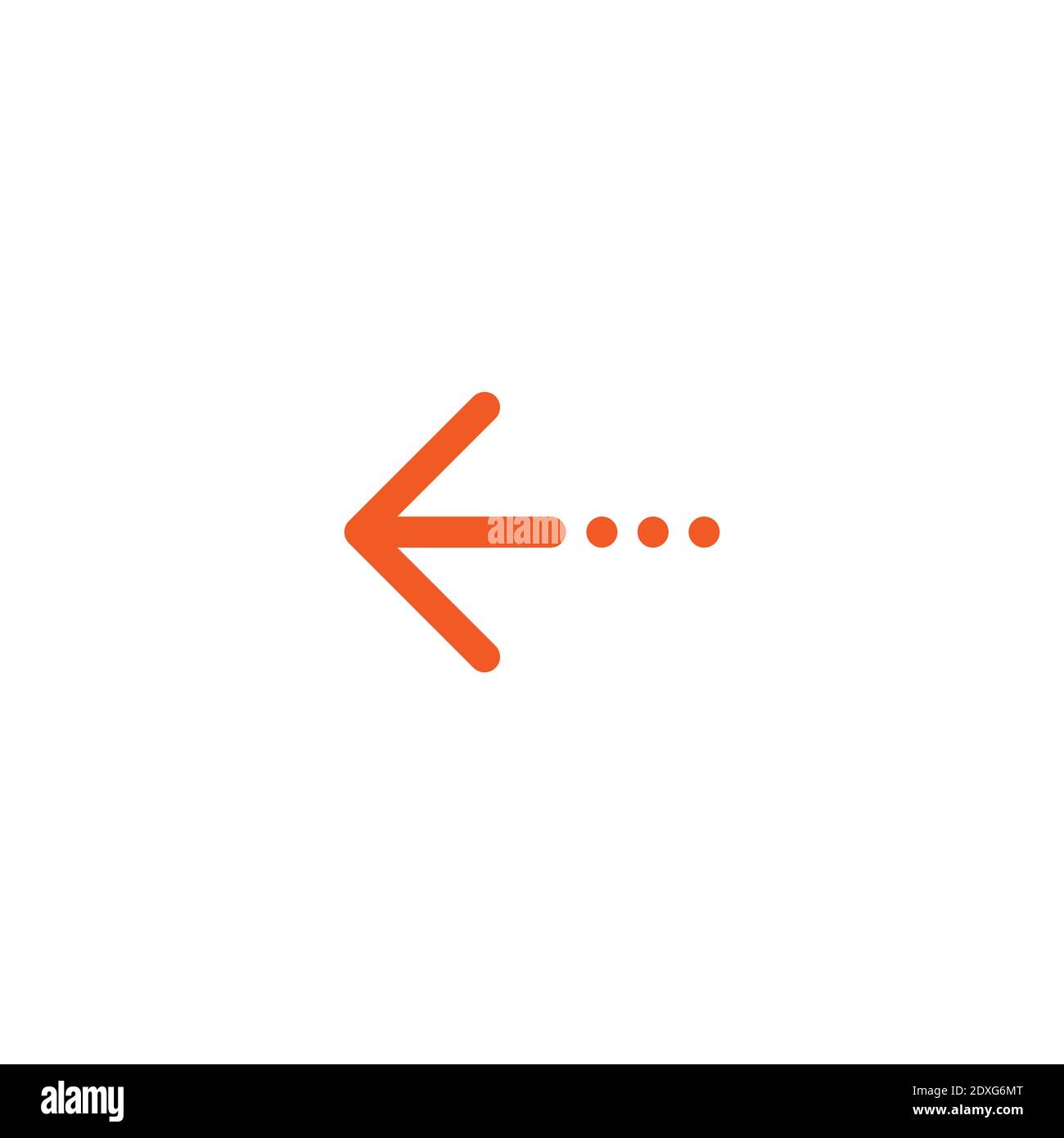 red thin left rounded arrow with three dots icon. Isolated on white ...
