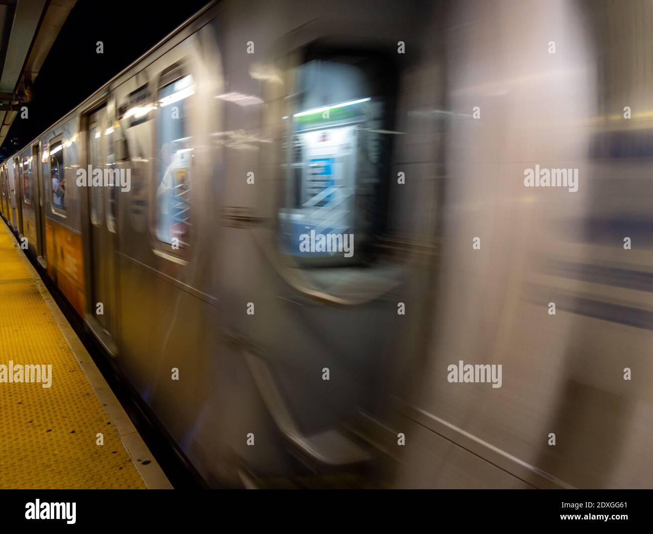 High speed subway train motion blur in New York City Stock Photo - Alamy