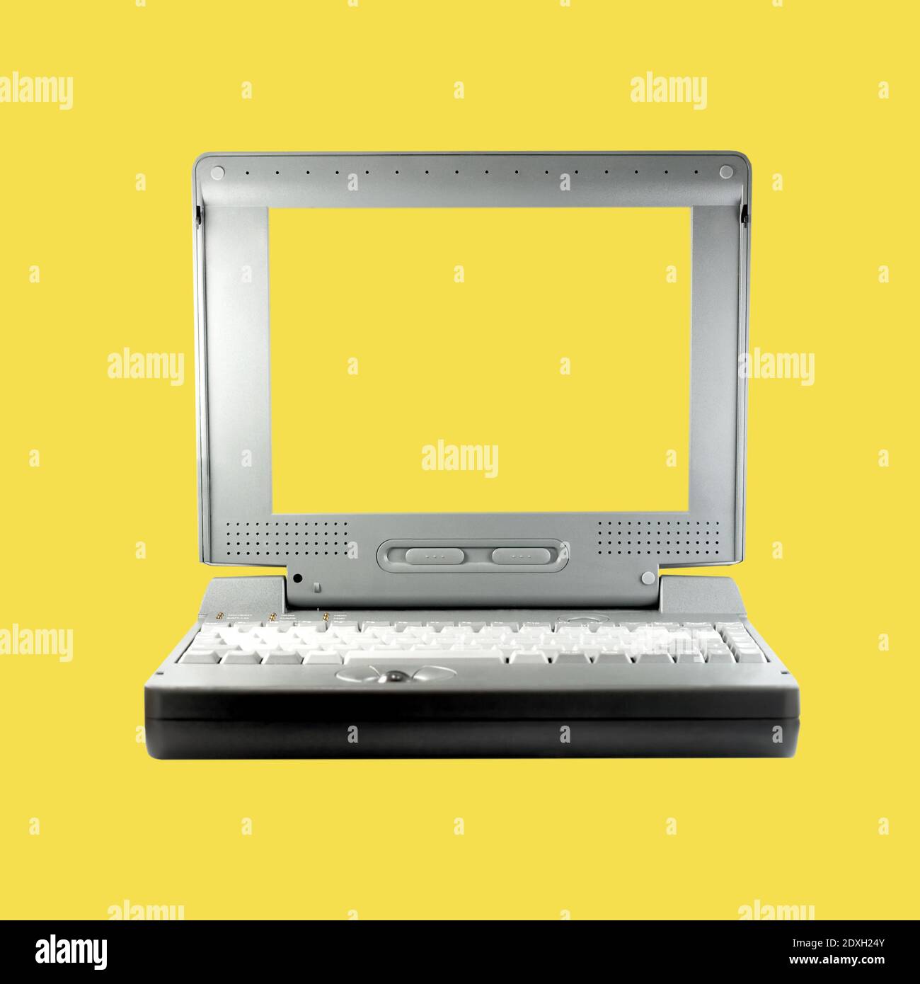 Desktop ultimate grey computer screen illuminating yellow background ...