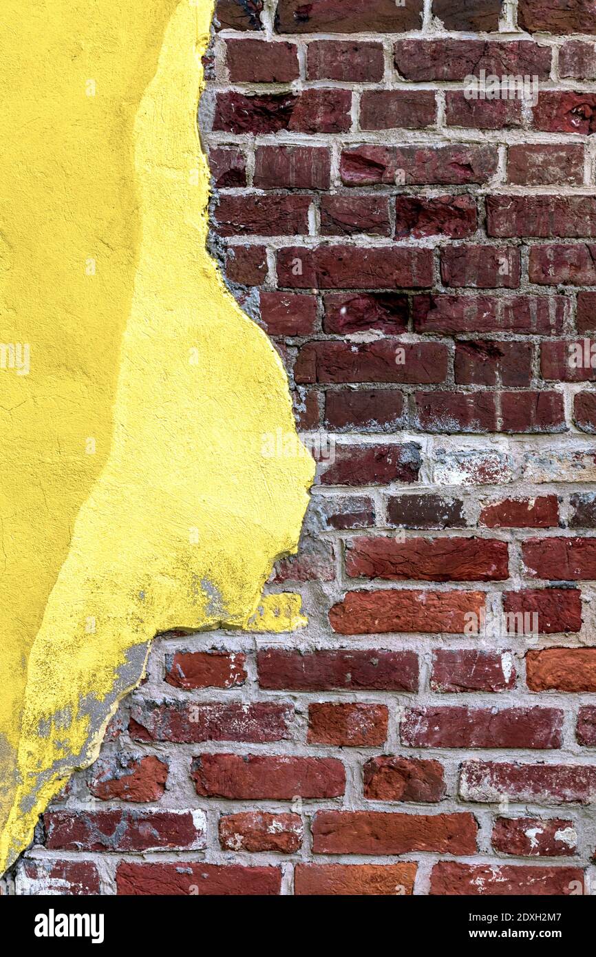 Yellow illuminating color painting brick wall Concrete Backgrounds ...