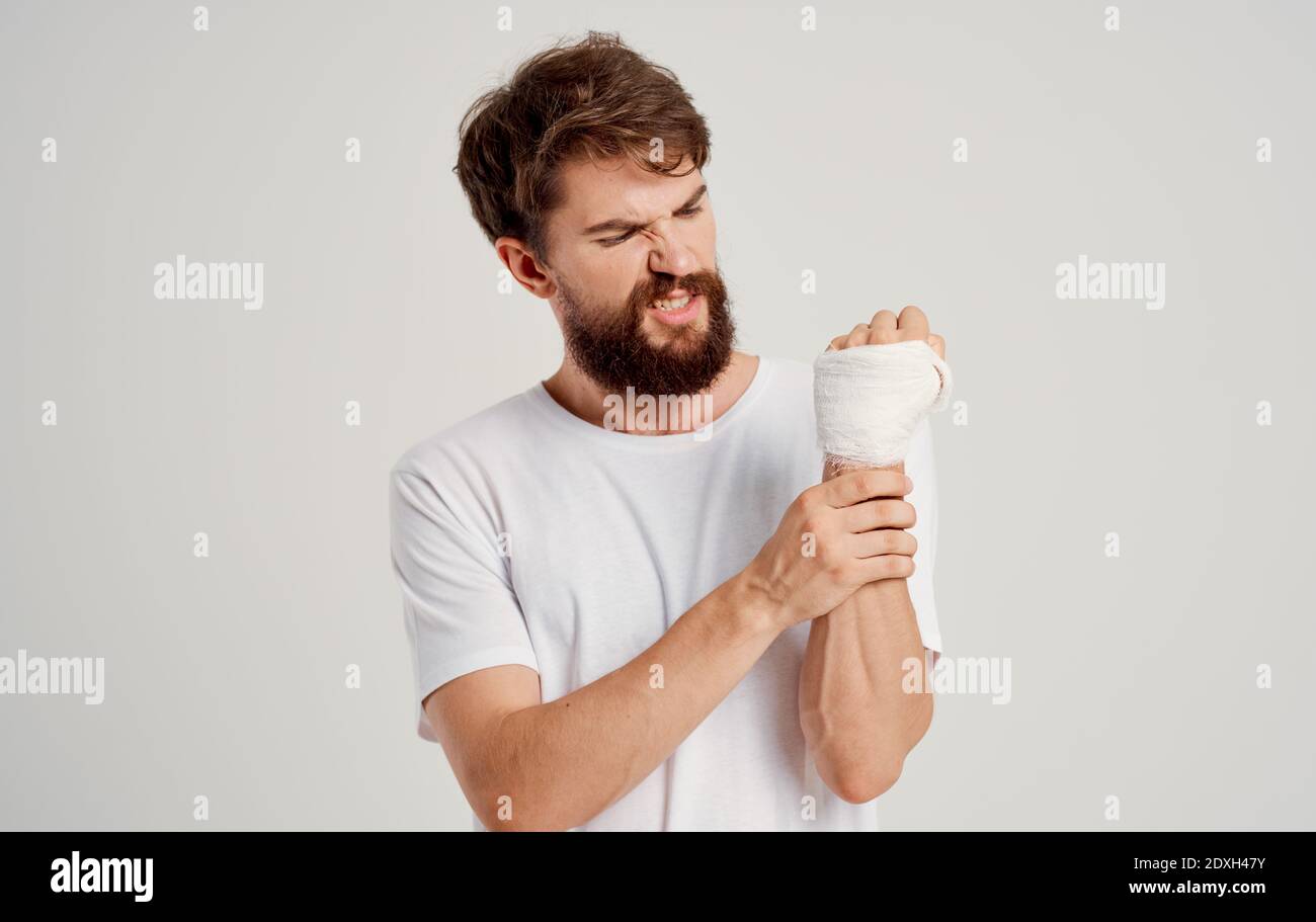 male patient dirty hand health problems injury Stock Photo - Alamy