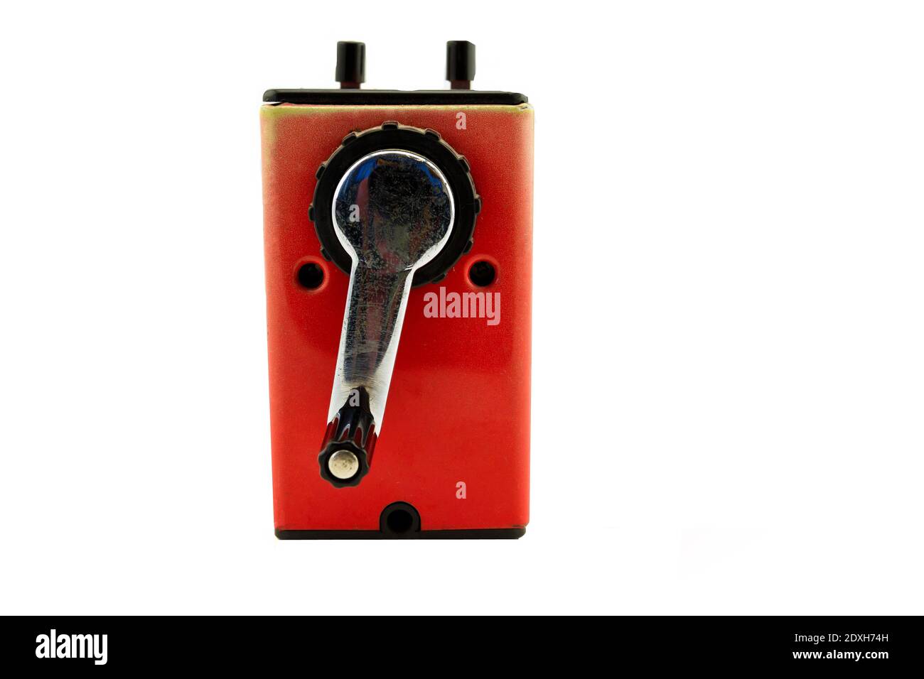 Red pencil sharpener on white background Stock Photo - Alamy