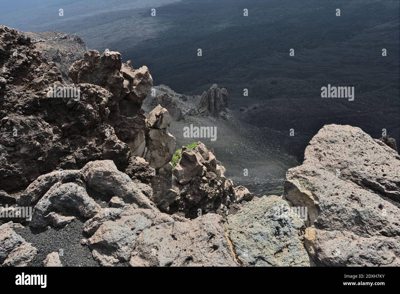 volcanic rock on the edge of Bove Valley in Etna Park a landmark of ...