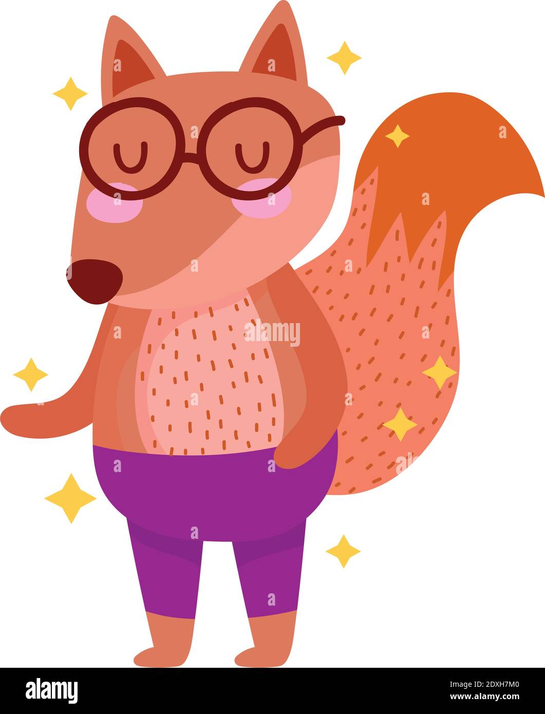 Fox cartoon with glasses design, Animal zoo and life theme Vector ...