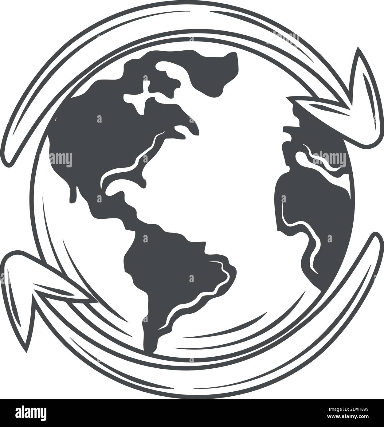 world globe map arrows around icon design vector illustration icon ...