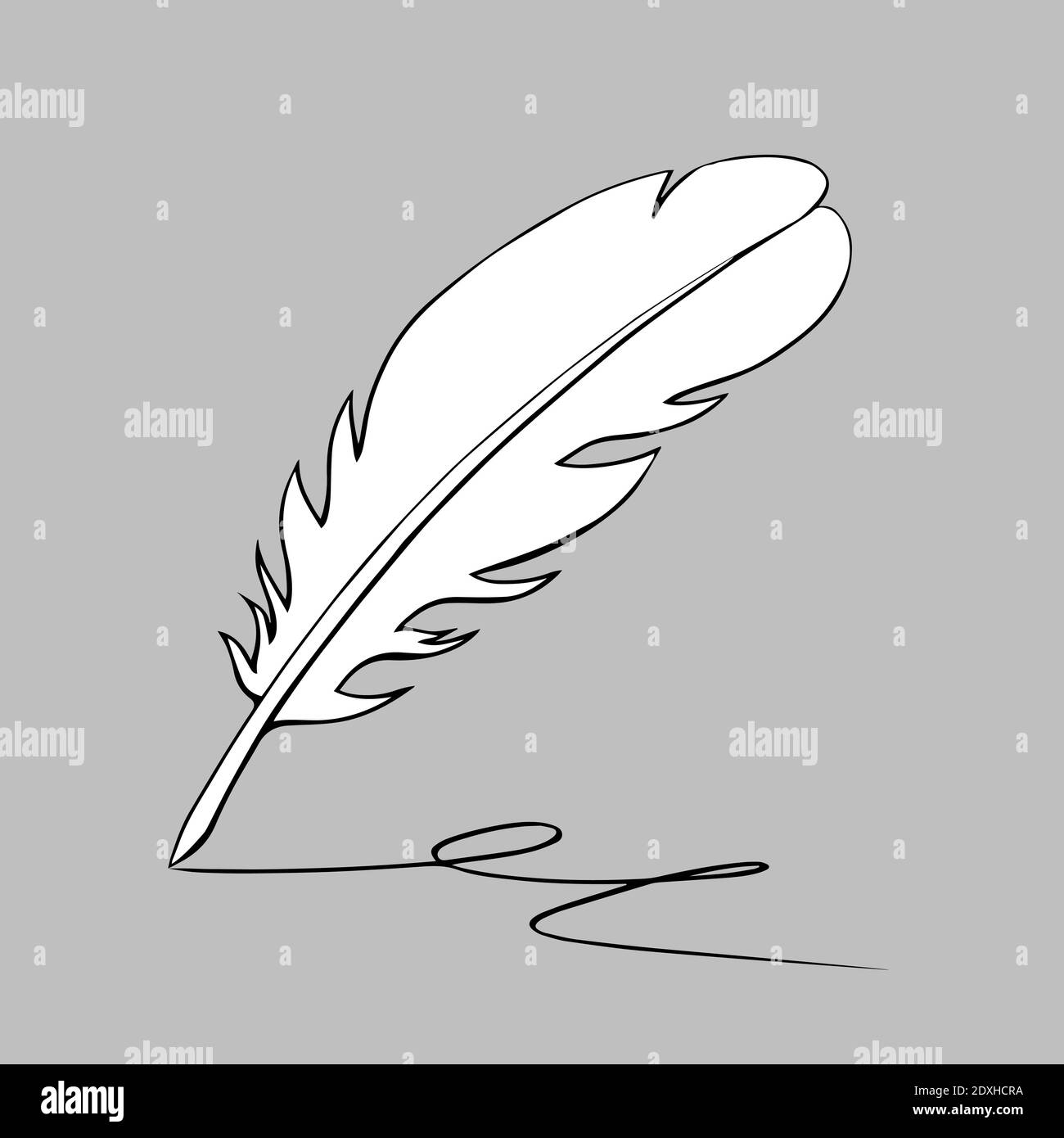 Bird pen for writing. Hand drawn sketch. Vector isolated illustration ...