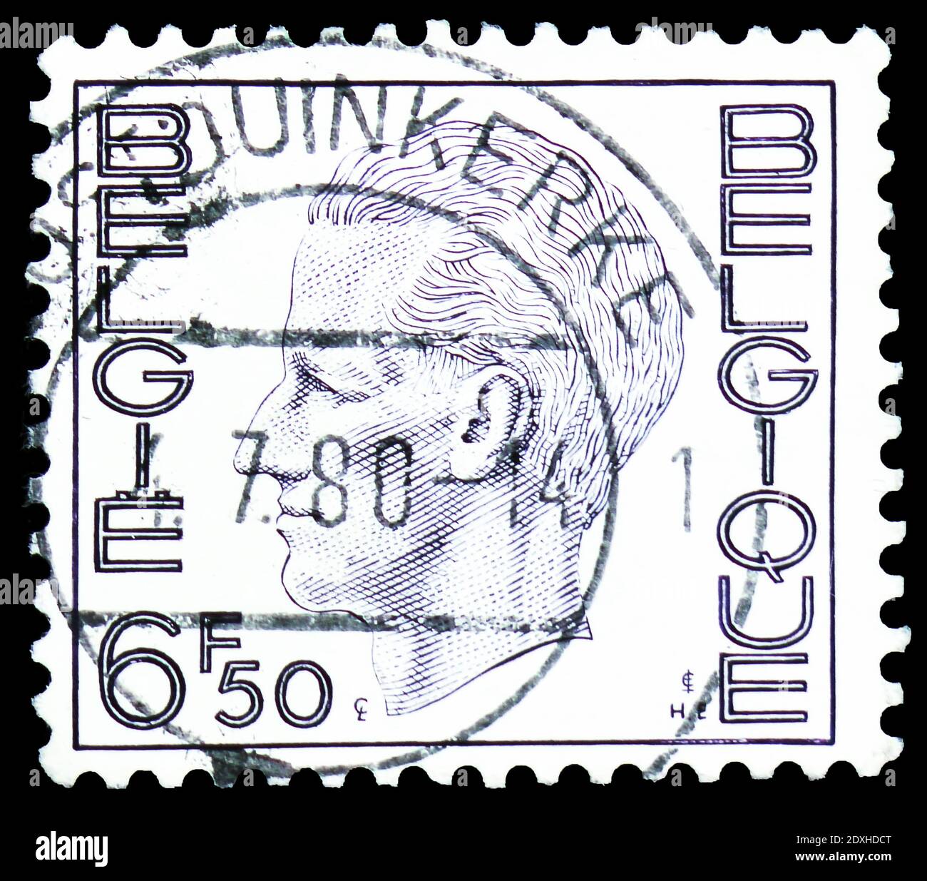 MOSCOW, RUSSIA - MARCH 30, 2019: A stamp printed in Belgium shows King ...