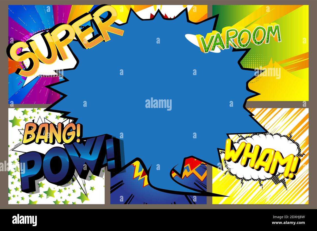 Vector illustrated retro comic pop art background with place for text ...