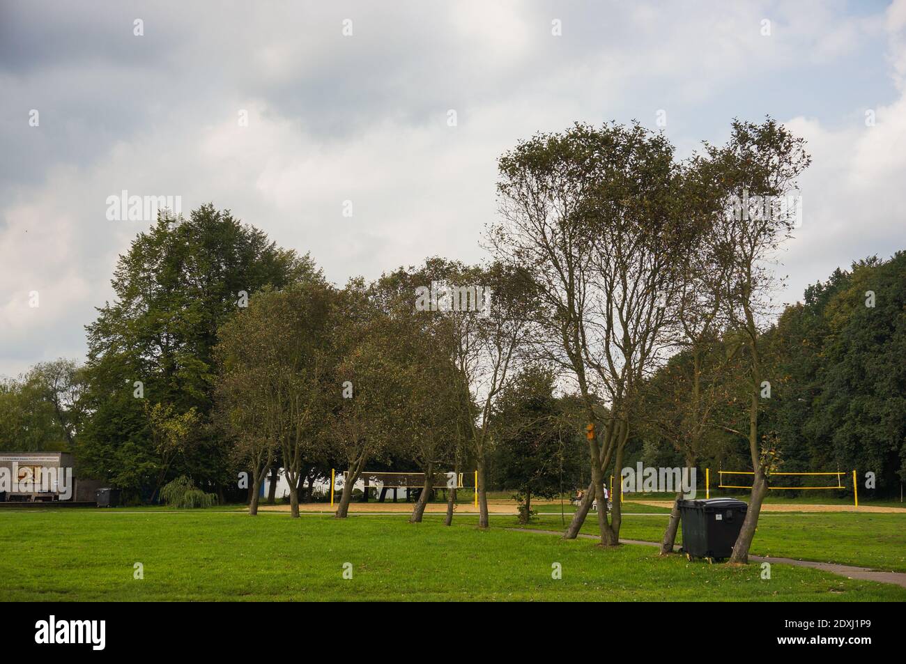 POZNAN, POLAND - Sep 03, 2017: Green grass area at the Rusalka lake ...