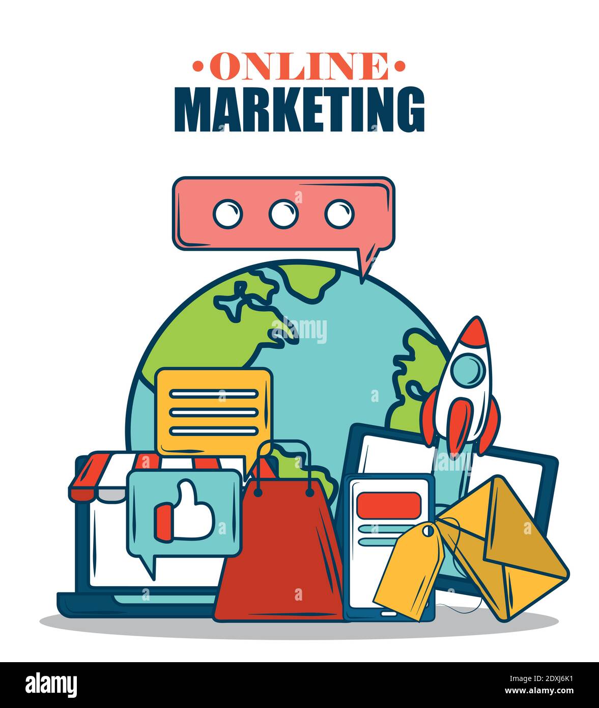 marketing world email internet advertisement online promotion vector ...