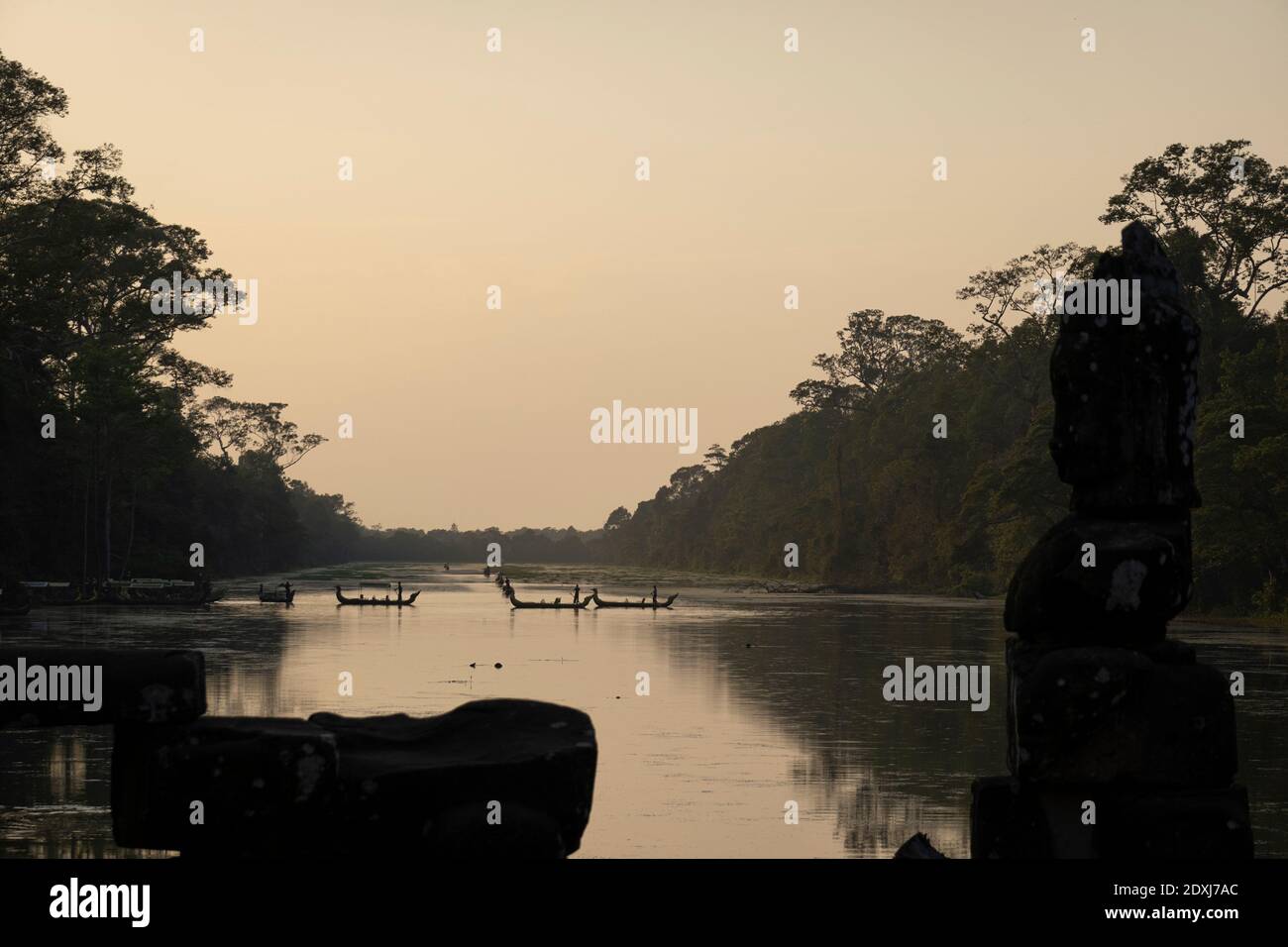 Boats crossing the river near Angkor Wat Stock Photo - Alamy