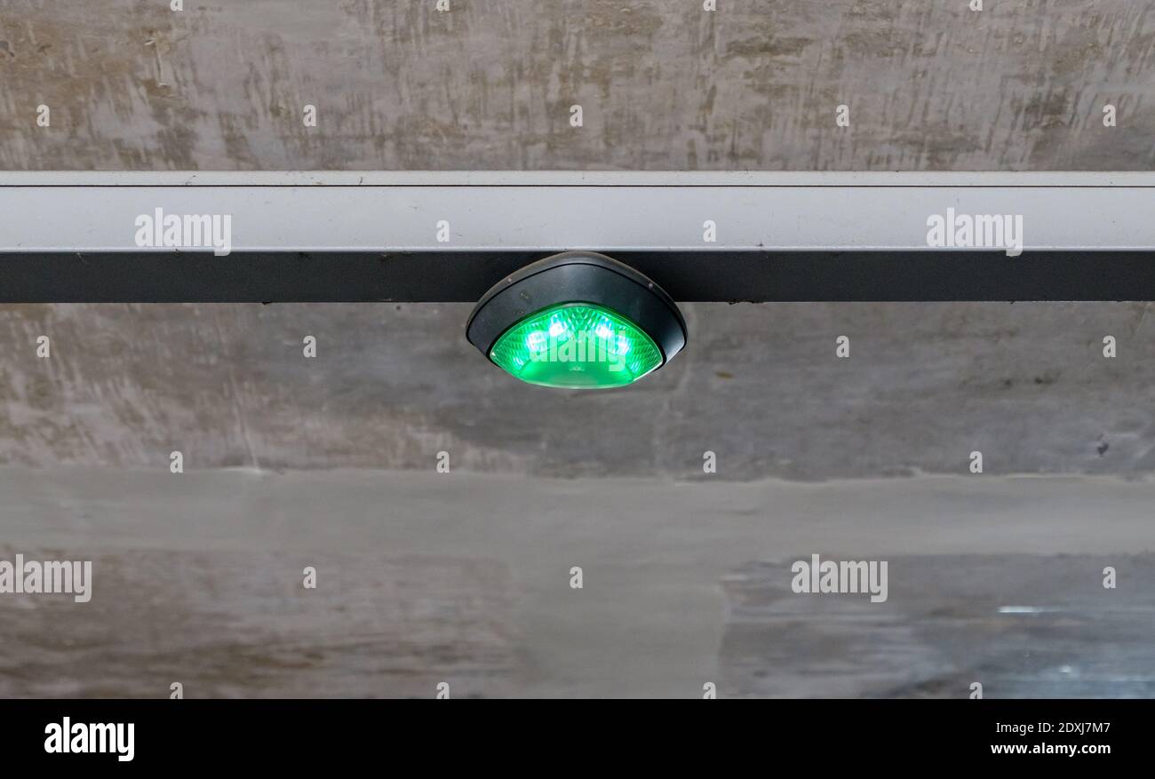 Green light for indicator to show the empty slot in the car park of the ...