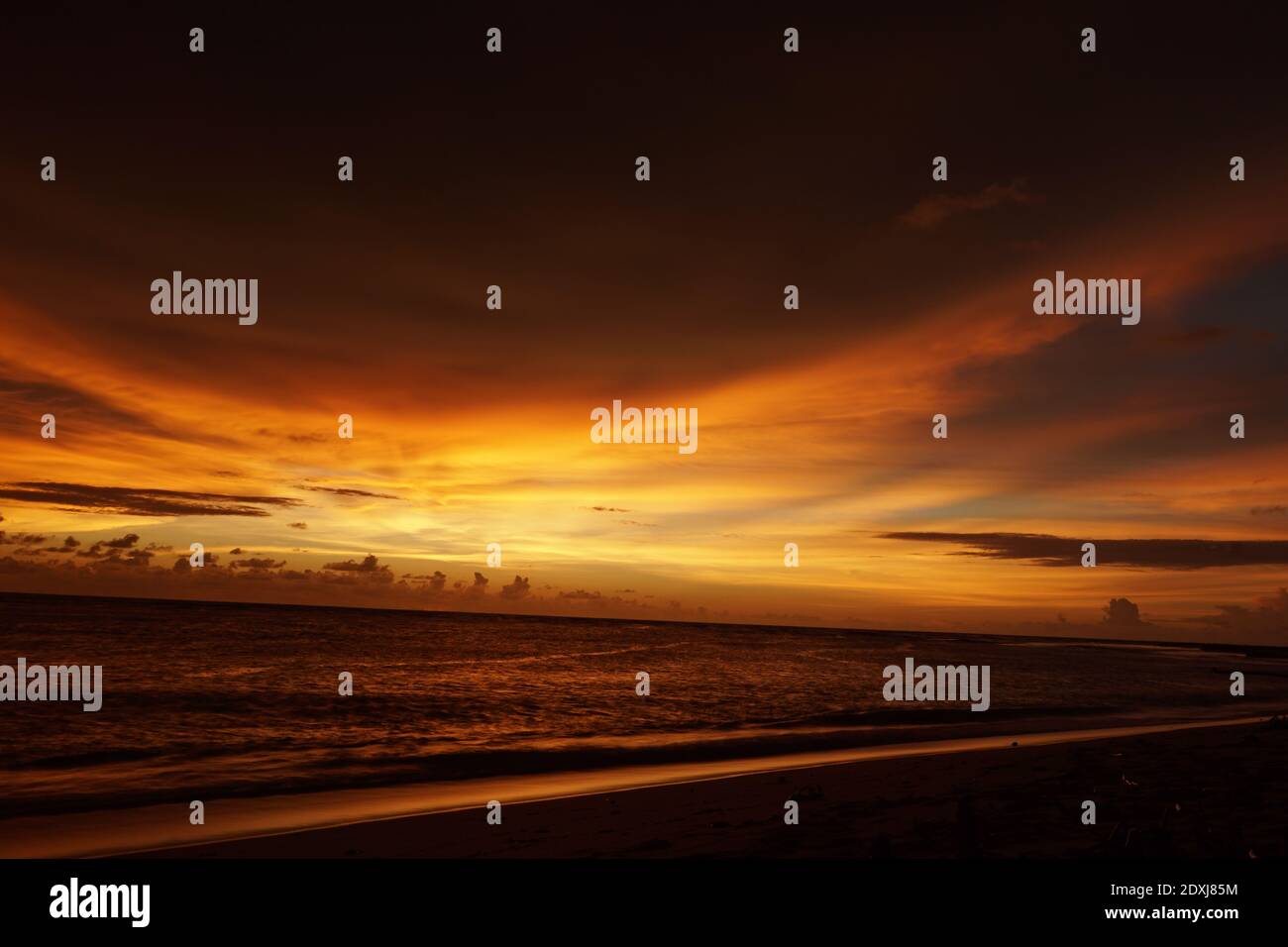 A mesmerizing shot of a mysterious sunset with the red and yellow sky ...