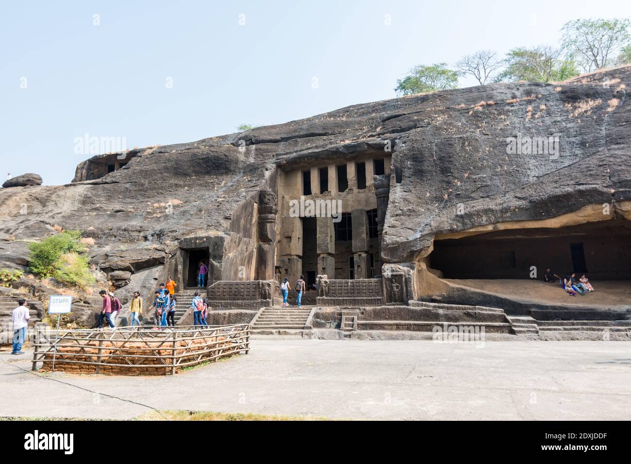 Visitors visiting Kanheri cave complex, which is situated inside the ...