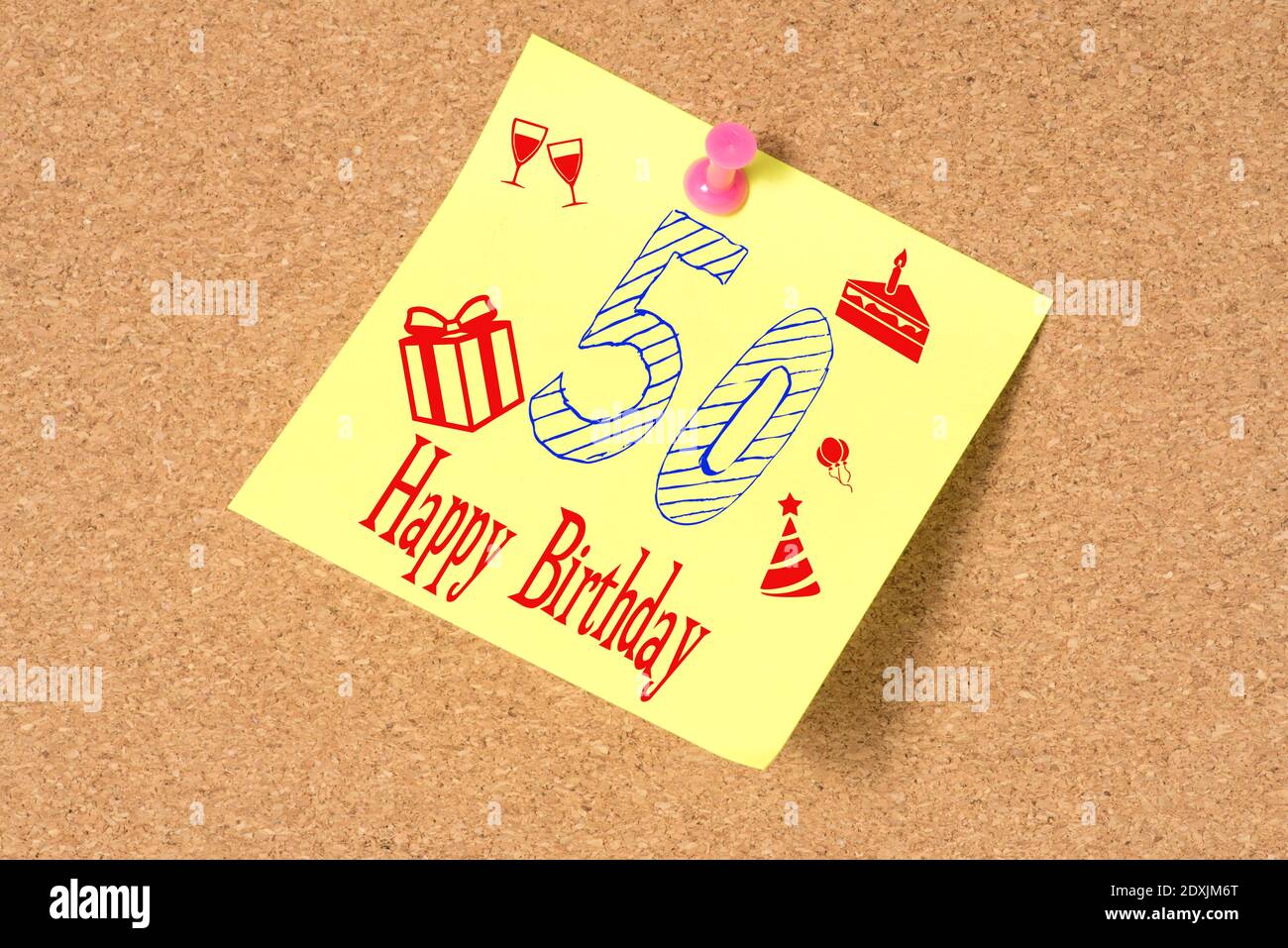 Pin board and happy 50th birthday Stock Photo - Alamy