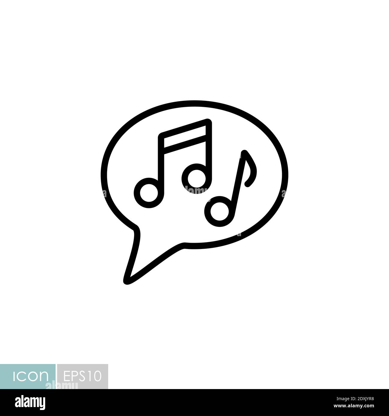 Musical note speech bubble vector icon. Music sign. Graph symbol for ...