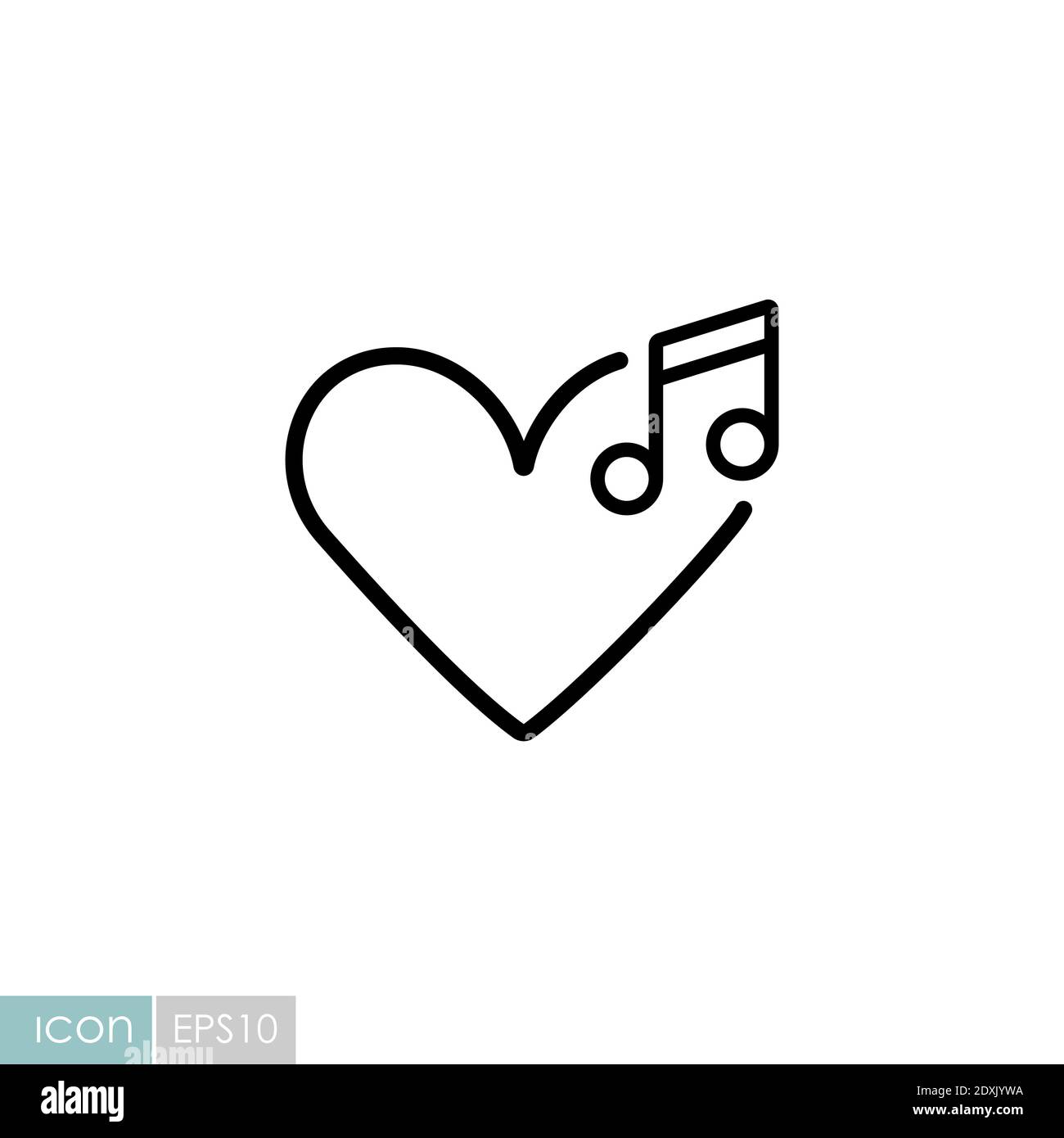 Like music icon. Musical note icon, music icon with heart sign. Musical ...
