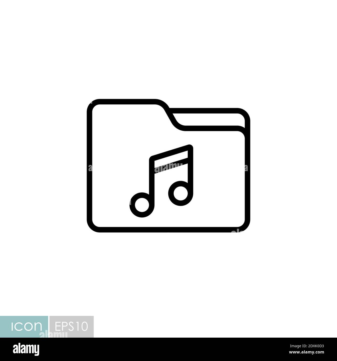 File folder with music note vector icon. Music sign. Graph symbol for ...
