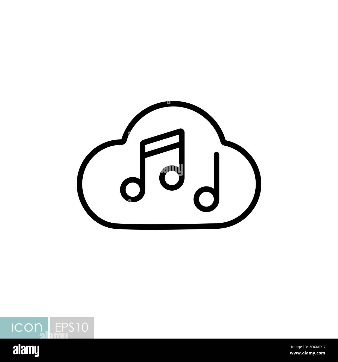 Music note cloud sound vector icon. Music sign. Graph symbol for music ...