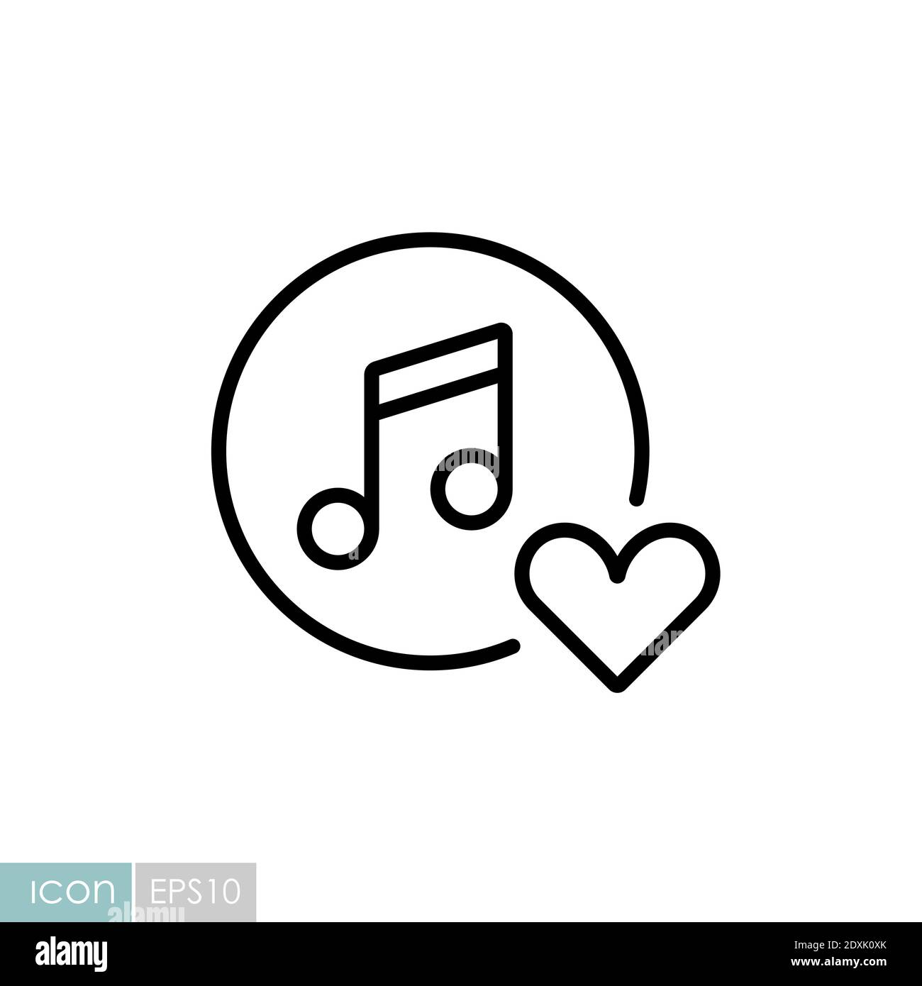 Musical note icon and favorite, like, love, care symbol. Like music ...
