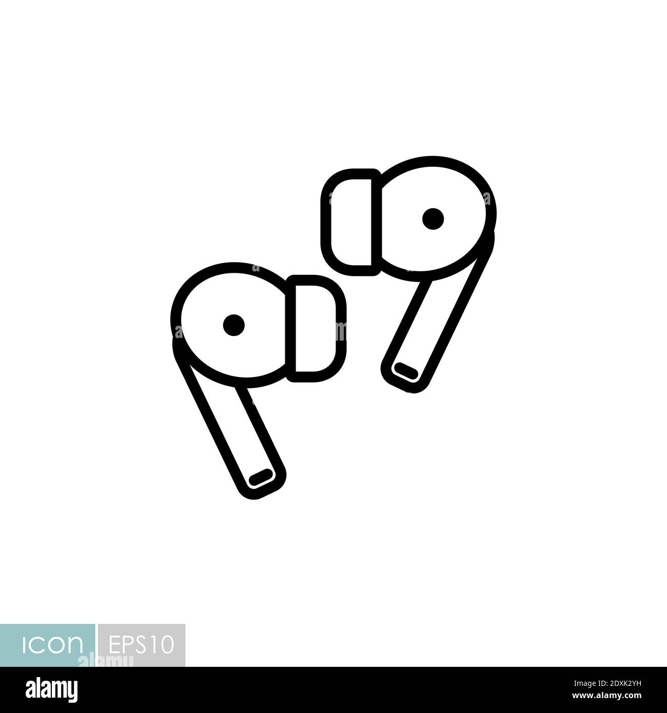 Pair of wireless earbud headphones vector icon. Graph symbol for music ...